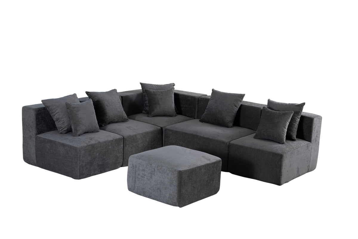 New L-Shaped Cube Chenille Modular Sofa Set - Flexible Layout for Livi ...