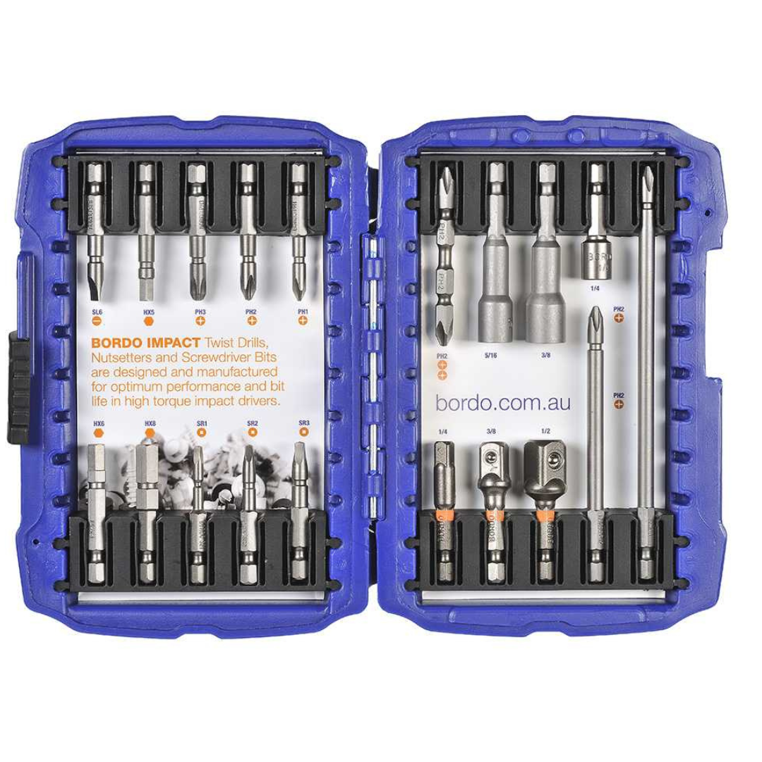 19 Piece IMPACT Screwdriver Insert Bit, Power Bit and Nutsetter Set wi ...