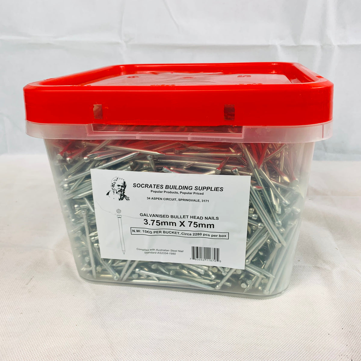 SBS Bullet Head Nails 3.75mm 75mm in Galvanised (15kg per Bucket ...